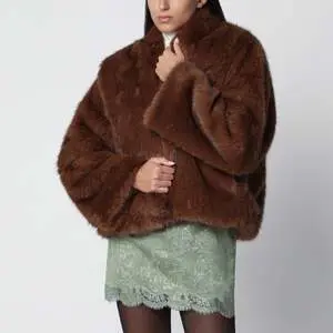 BB COUTURE Farrah Faux Fur Short Jacket - Brown
