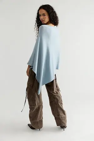 Free People Simply Triangle Poncho - Light Blue