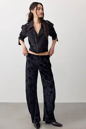 Free People Radiance Velvet Pull-On Pants At Free People In Black Black