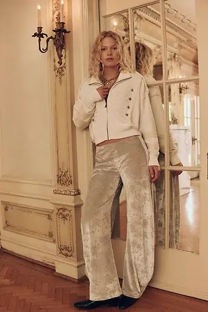 Free People Radiance Velvet Pull-on Pants - Feather Dust