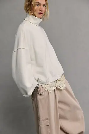We The Free Mod Funnel Neck Pullover - Clean Ivory