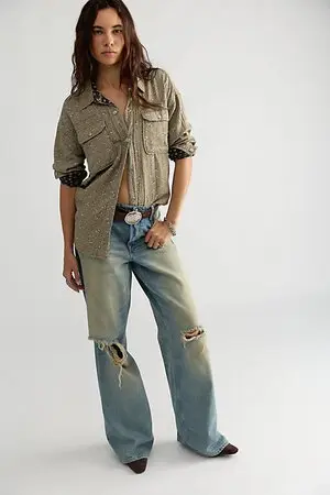 We The Free Rose Garden Printed Shirt - Sage Combo