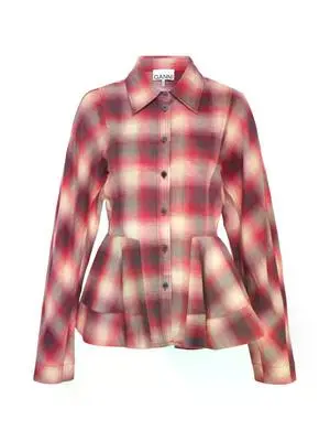GANNI Shirt In Check Flannel - Red