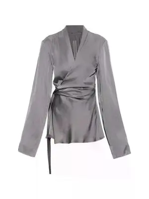 Rick Owens Laura Ls Wrap-style Long-sleeve Top - Grey