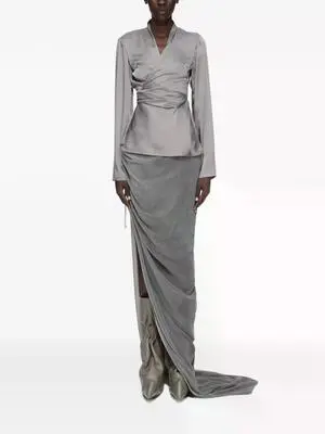 Rick Owens Laura Ls Wrap Top - Grey