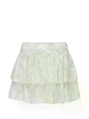 Stella McCartney Floral-print Tiered Mini Skirt - Green