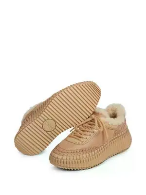 Chloé Nama Shearling-trim Sneakers - Brown