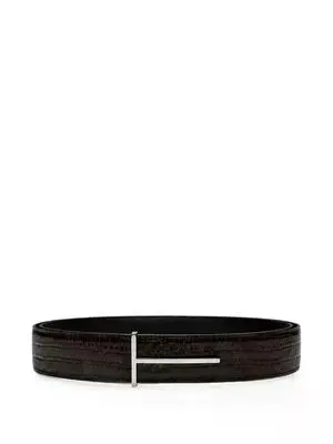 TOM FORD Reversible Lizard-embossed T-buckle Belt - Brown