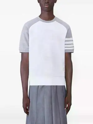 Thom Browne Short Sleeve Saddle Sweatshirt - White
