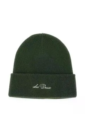 LES DEUX Signature Logo-embroidered Wool Beanie Hat