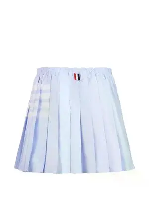 Thom Browne Oxford 4-bar Drawstring Pleated Mini Skirt - Blue