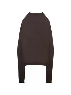 Rick Owens Ls Crater Ribbed-knit Panelled Sweater - Brown