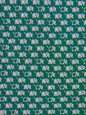 FERRAGAMO Elephant Print Silk Tie - Green