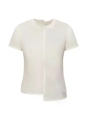 Y3 Logo-print Asymmetric T-shirt - Neutrals