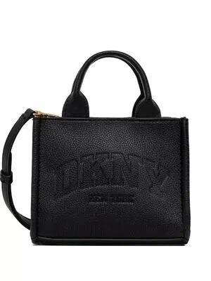Dkny Mini Logo-embossed Pebbled Tote Bag - Black