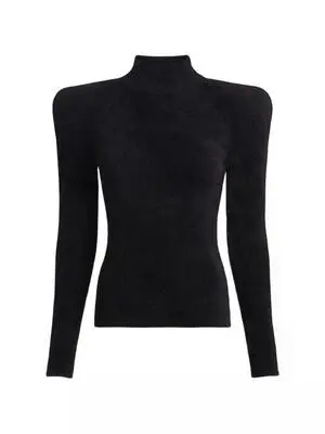 Balmain Fluffy Ribbed-knit Jumper - Black