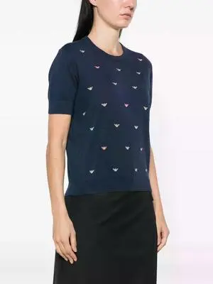 Emporio Armani Logo-embroidered Short-sleeve Sweater