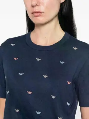 Emporio Armani Logo-embroidered Short-sleeve Sweater