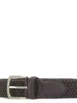 ALBERTO LUTI Woven Leather-trim Belt