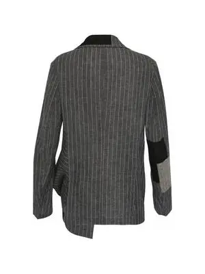 Y’s Pinstriped Patchwork Blazer - Grey