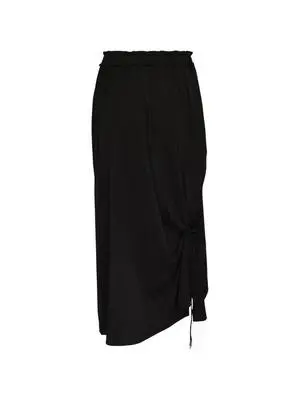 Y’s Asymmetric Gathered Midi Skirt - Black