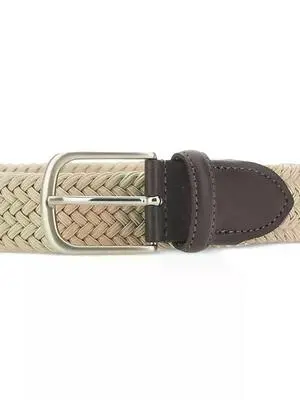 ALBERTO LUTI Woven Leather-trim Belt
