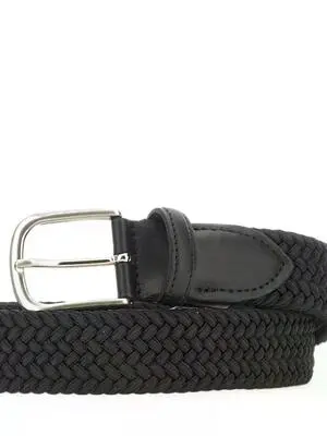 ALBERTO LUTI Woven Leather-trim Belt