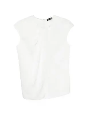 Emporio Armani Pleated Cap-sleeve Blouse - White