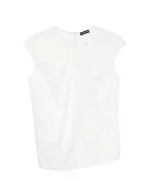 Emporio Armani Pleated Cap-sleeve Blouse - White