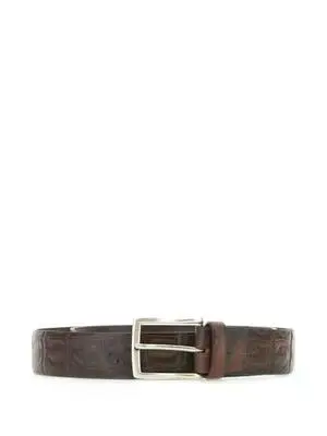 ALBERTO LUTI Crocodile-print Leather Belt - Brown