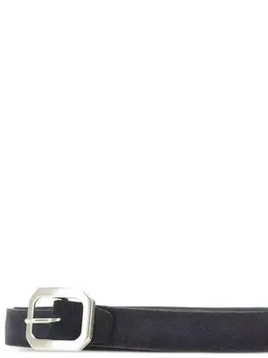 ALBERTO LUTI Calf-suede Belt With Silver-tone Buckle - Black