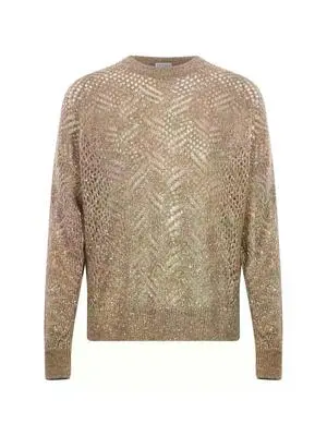 Brunello Cucinelli Sequin-embellished Open-knit Sweater - Neutrals