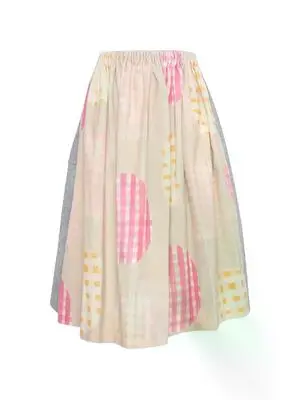 TAO Mid Patchwork Corduroy A-line Skirt - Neutrals