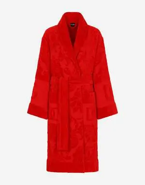 Dolce & Gabbana Bath Robe In Terry Cotton Jacquard Monochrome Bathrobes - Multicolor
