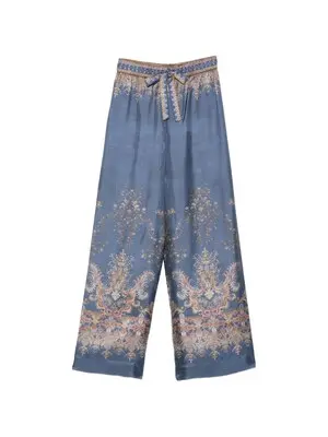 Zimmermann Valiant Printed Silk Trousers - Blue