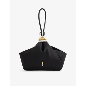 CHRISTIAN LOUBOUTIN Sabrina Pouch Small Neoprene Satin Clutch Bag - Black