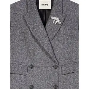 Maje Double-breasted Longline Wool-blend Coat