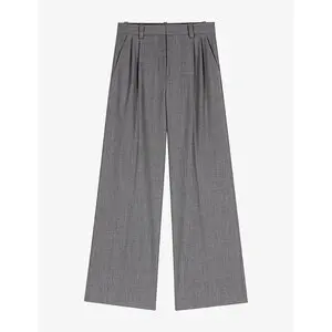 Maje Wide-leg High-rise Woven Trousers