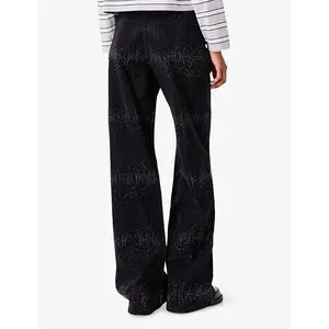 Maje Rhinestone Wide-leg Stretch-denim Jeans