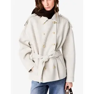 Maje Double-breasted Double-faced Wool-blend Coat