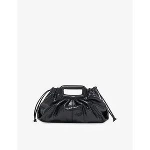 Maje Milpli Crackled Leather Shoulder Bag - Black