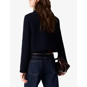 Maje Double-breasted Cropped Tweed Jacket