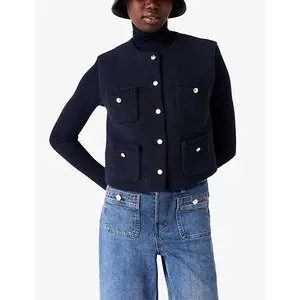 Maje Four-pocket Sleeveless Tweed Jacket