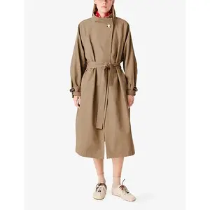 Maje Double-breasted Belted-waist Cotton Trench Coat
