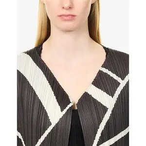 Issey Miyake Fold Line Pleated Knitted Cardigan