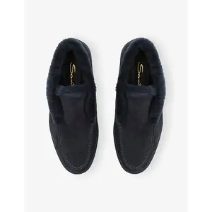Santoni Fortune Shearling-lined Suede Ankle Boots