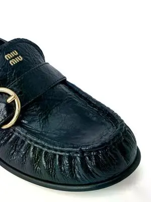 Miu Miu Buckle-detail Textured-leather Loafers