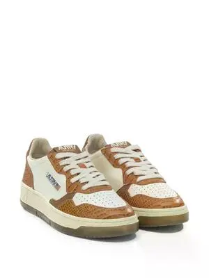 AUTRY Medalist Low Crocodile-embossed Leather Sneakers - Neutrals
