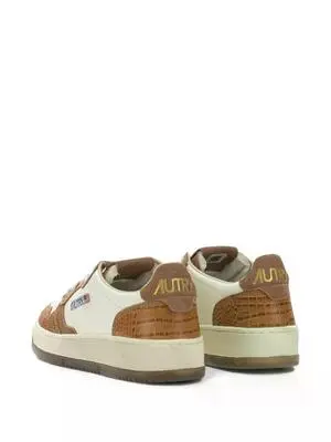 AUTRY Medalist Low Crocodile-embossed Leather Sneakers - Neutrals
