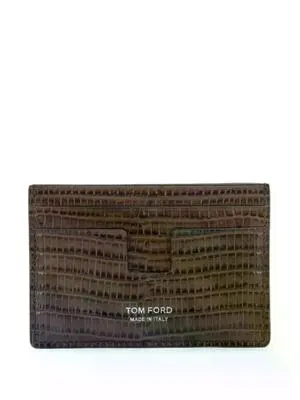 TOM FORD Croc-effect Cardholder - Brown